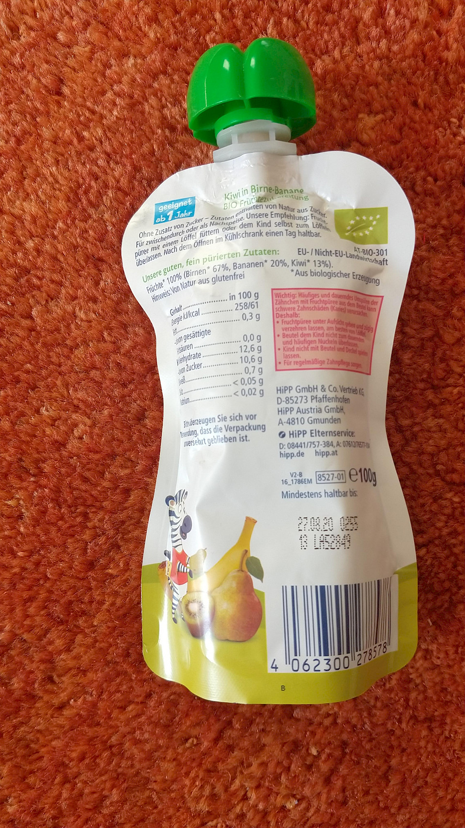 Quetschi Test - HiPP Quetschbeutel, Kiwi in Birne Banane